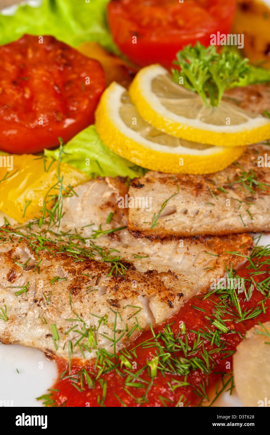 Tasty fish pike perch fillet Stock Photo - Alamy