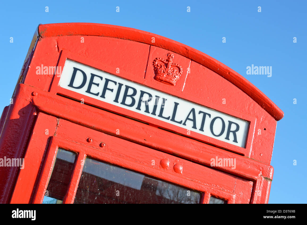 Red phone box converted for use as a publicly accessable defibrillator ...