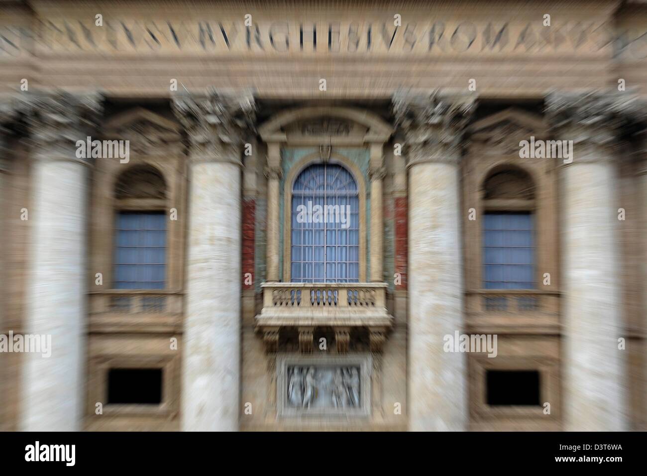 View of the pope's balcony of St. Peter's Basilica on St. Peter's ...