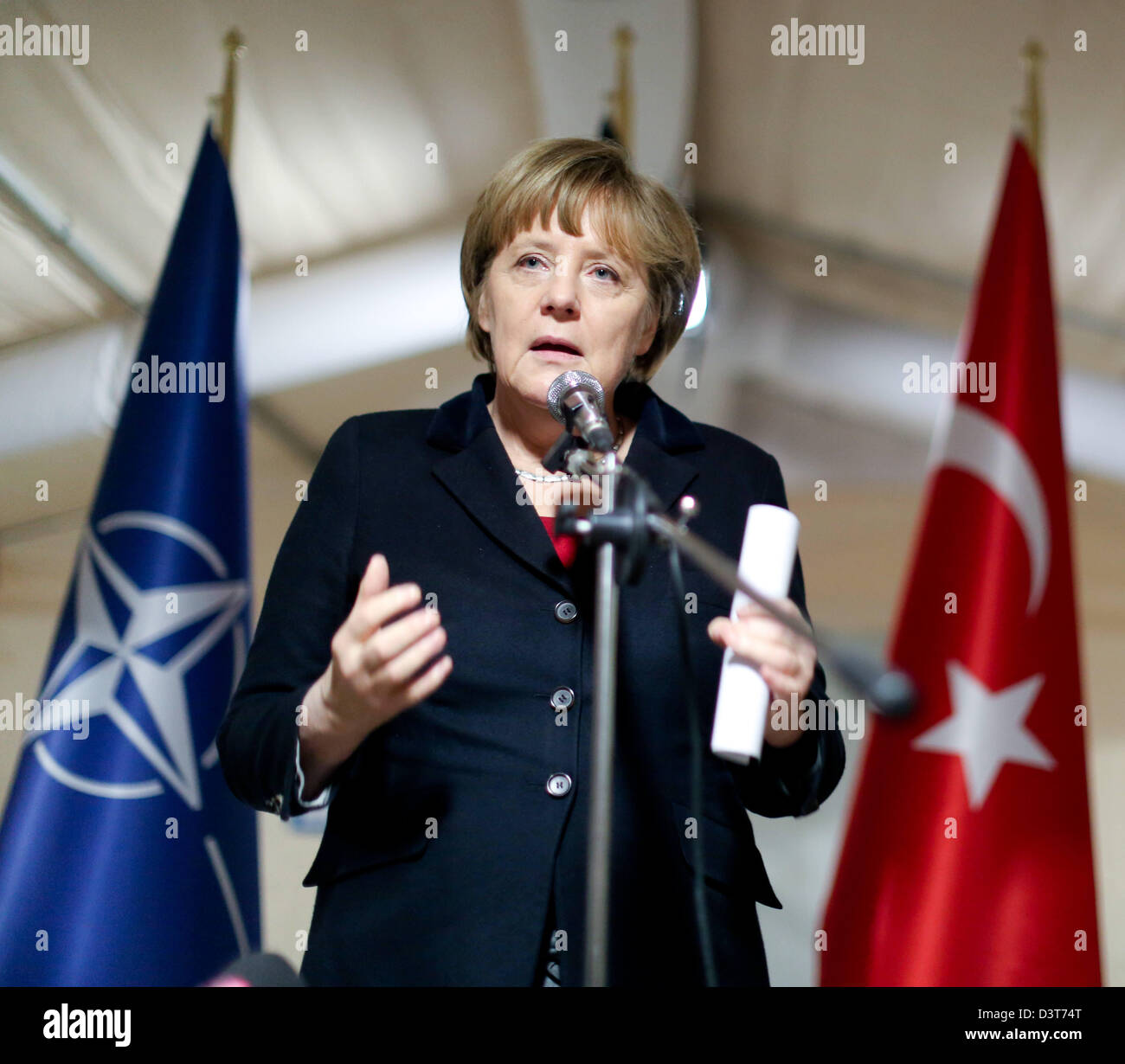 German Chancellor Angela Merkel speaks as she visits German soldiers in ...