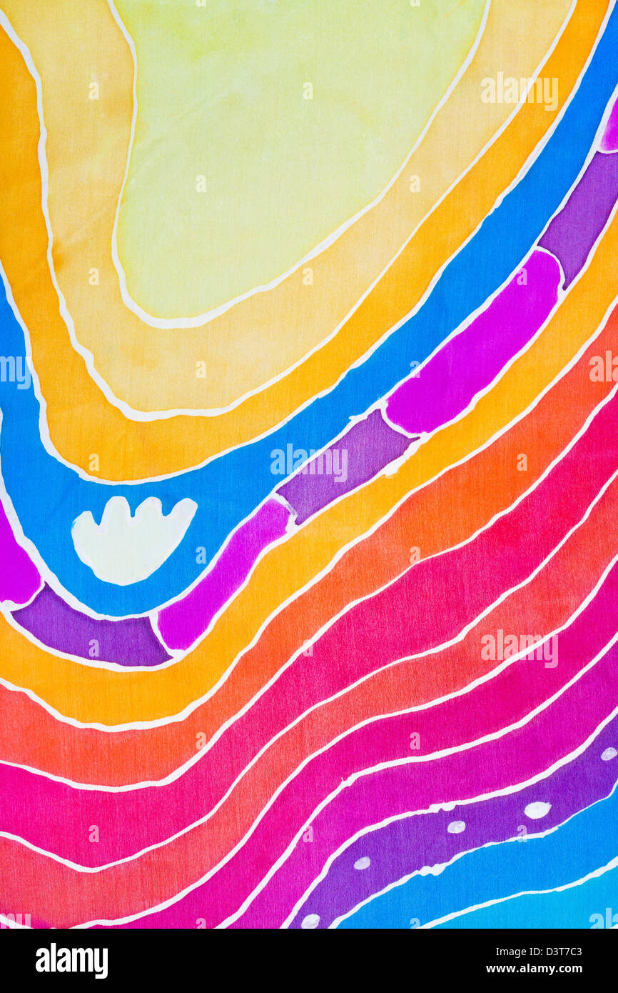 abstract rainbow picture on silk hand made batik Stock Photo - Alamy