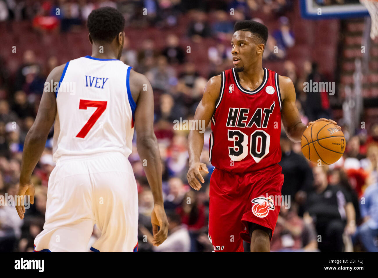 February 23, 2012: Miami Heat point guard Norris Cole (30) looks on ...