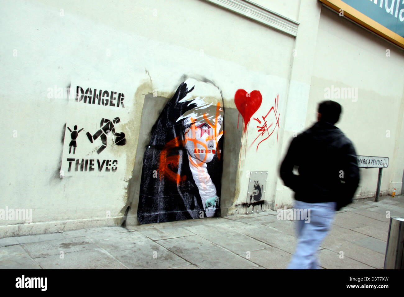 The wall near the Poundland store where a mural by graffiti street ...
