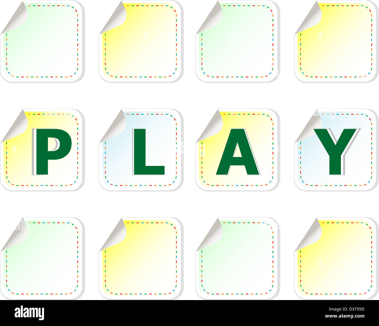stickers set with the word Play on it Stock Photo - Alamy