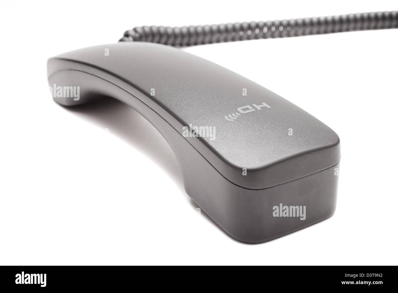 Black telephone receiver with cable isolated on white background Stock ...