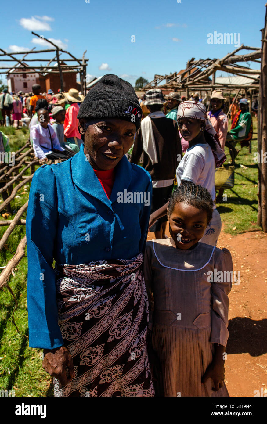 Indigenous people colourful traditional market Highland Madagascar ...
