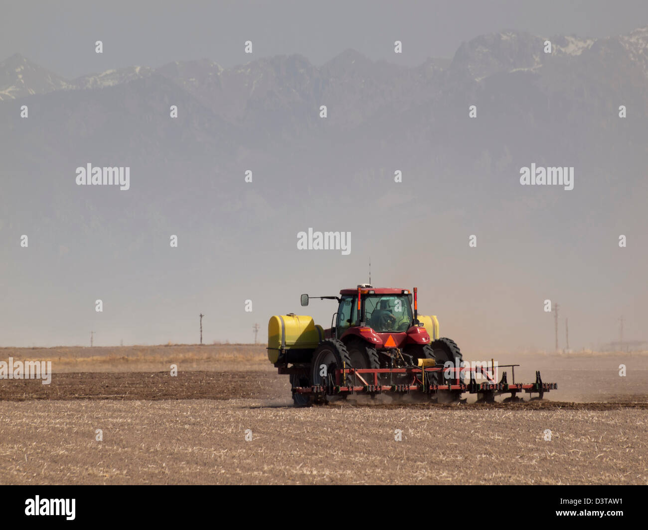Spring plowing in sand storm near Alamosa, Colorado Stock Photo - Alamy