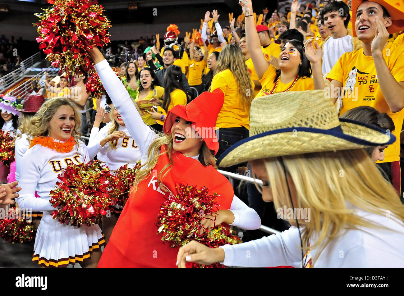 Los Angeles, CA, U.S. 24th Feb, 2013. USC Trojans fans and Cheerleaders ...