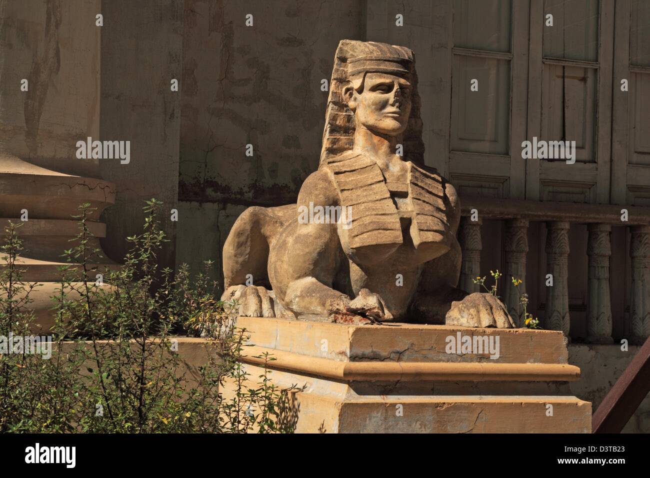 statue of an egyptian sphinx at the entrance of a masonic temple Stock ...