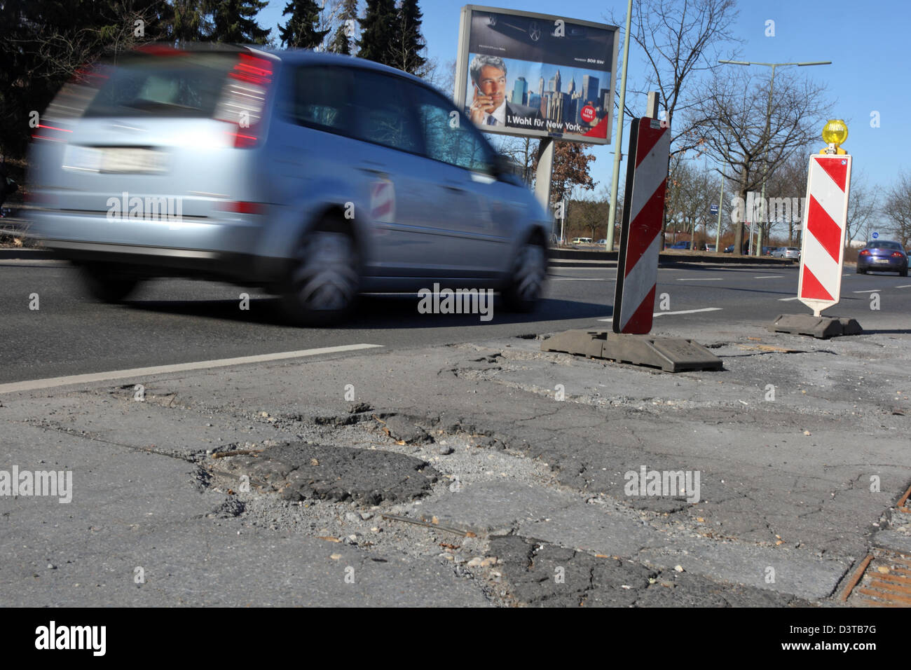 Berlin, Germany, pothole in a roadway Stock Photo - Alamy