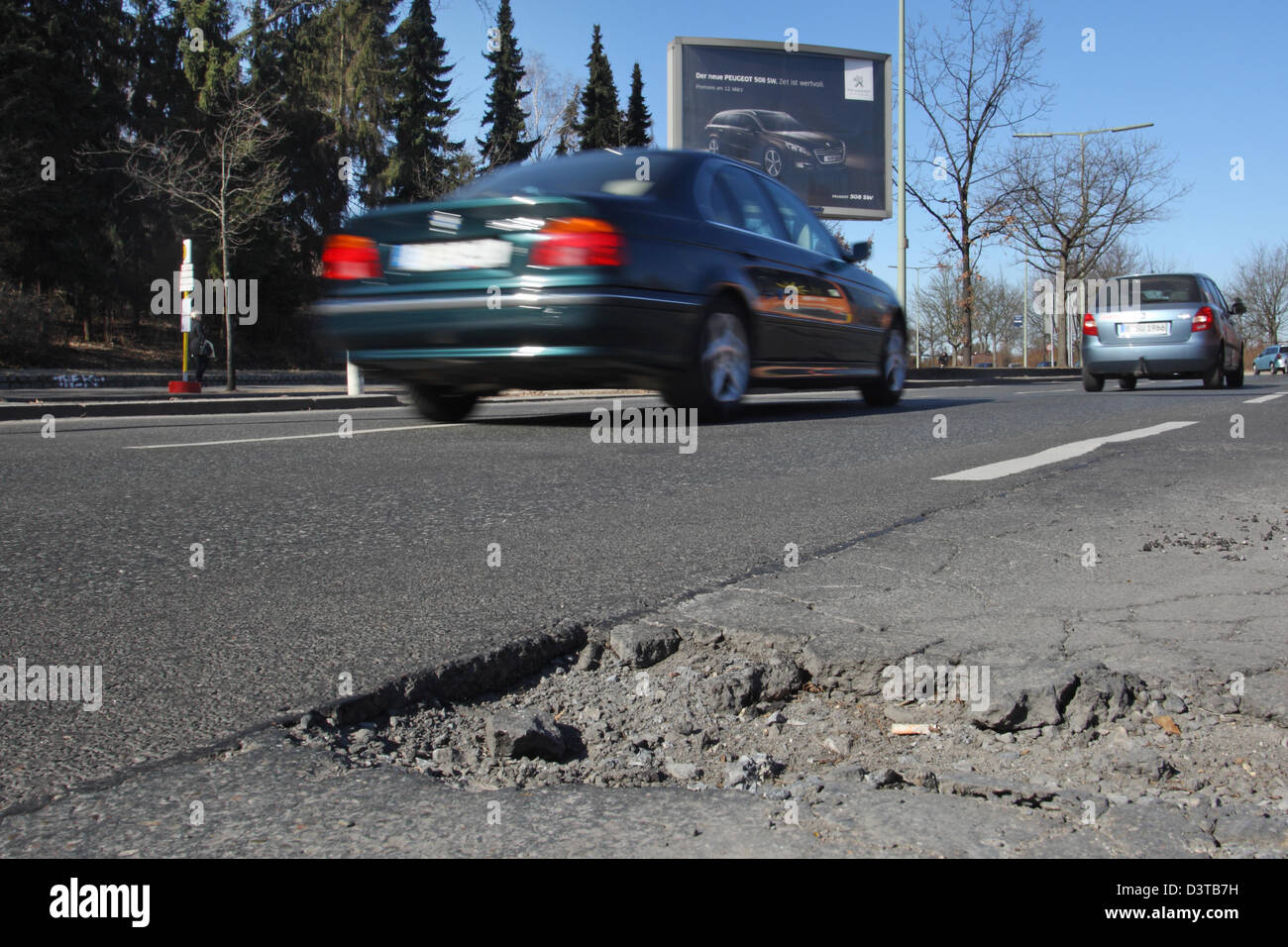 Berlin, Germany, pothole in a roadway Stock Photo - Alamy