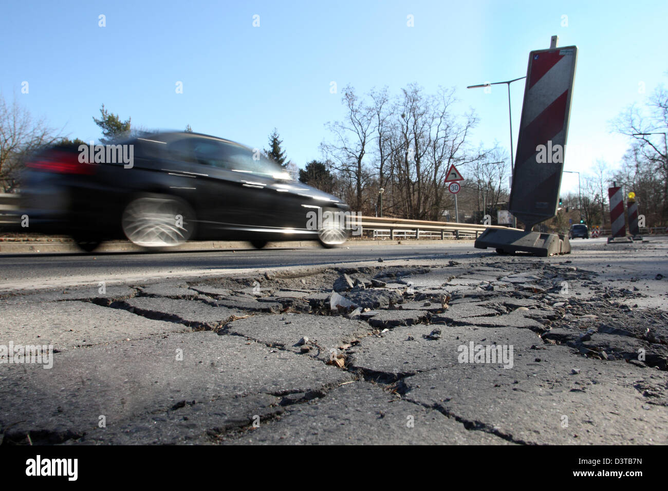 Berlin, Germany, pothole in a roadway Stock Photo - Alamy