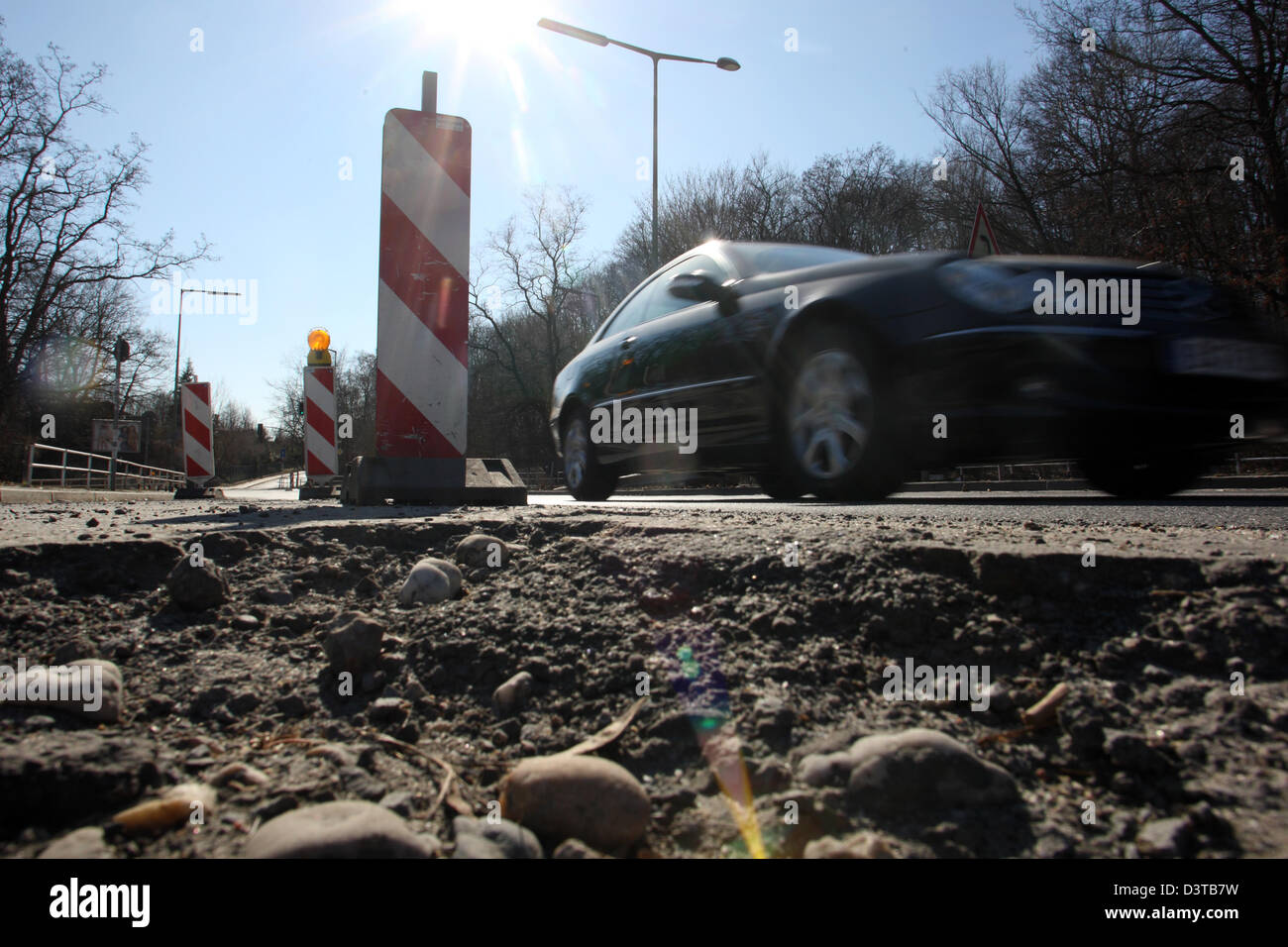 Berlin, Germany, pothole in a roadway Stock Photo - Alamy