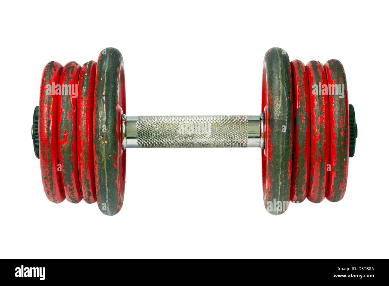 Red dumbbell over a white background Stock Photo - Alamy