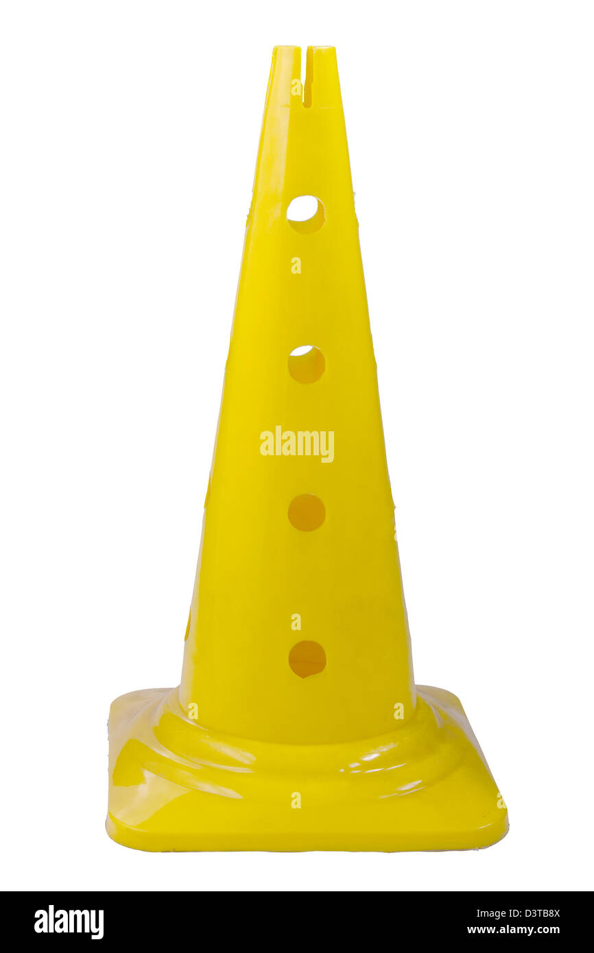 Yellow cone danger isolated on a white background Stock Photo - Alamy