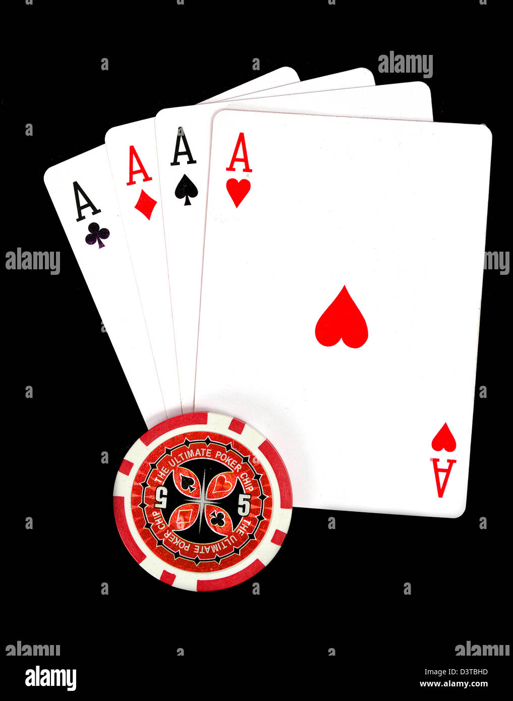 Cards and ultimate poker chips on black Stock Photo - Alamy