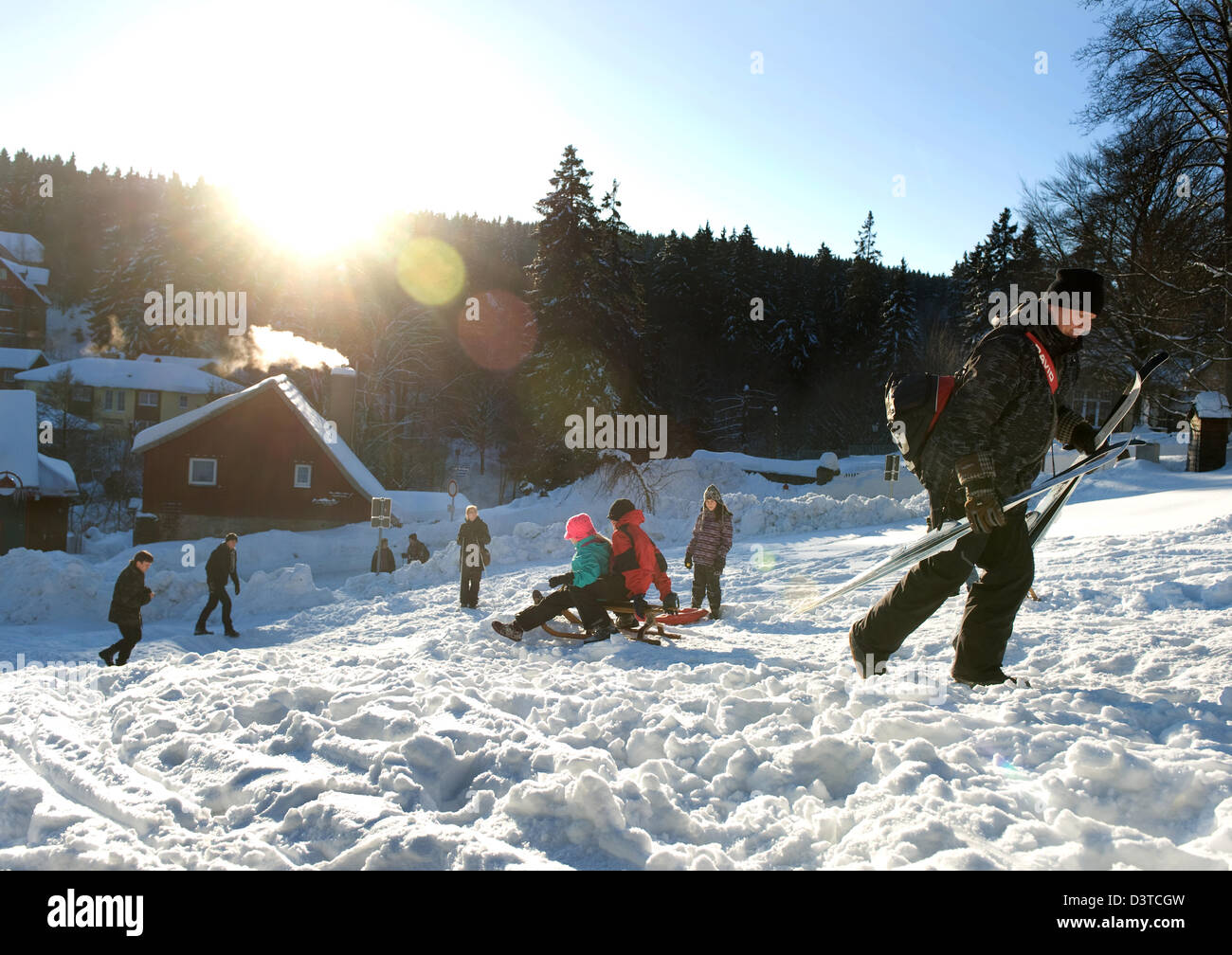 Schierke, Germany, sledding and skiing in the resin Stock Photo - Alamy