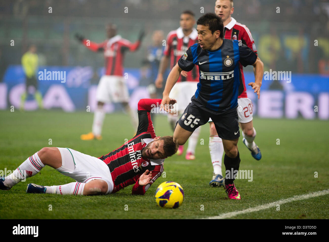Milan, Italy. 24th Feb, 2013. Antonio Nocerino (Milan), Yuto Nagatomo ...