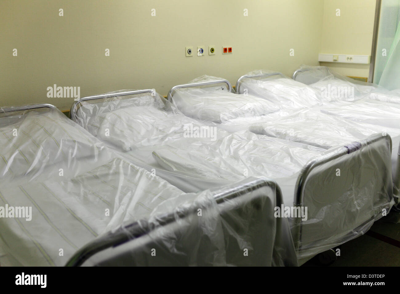 Berlin, Germany, beds are on the floor of the Urban Hospital Stock ...
