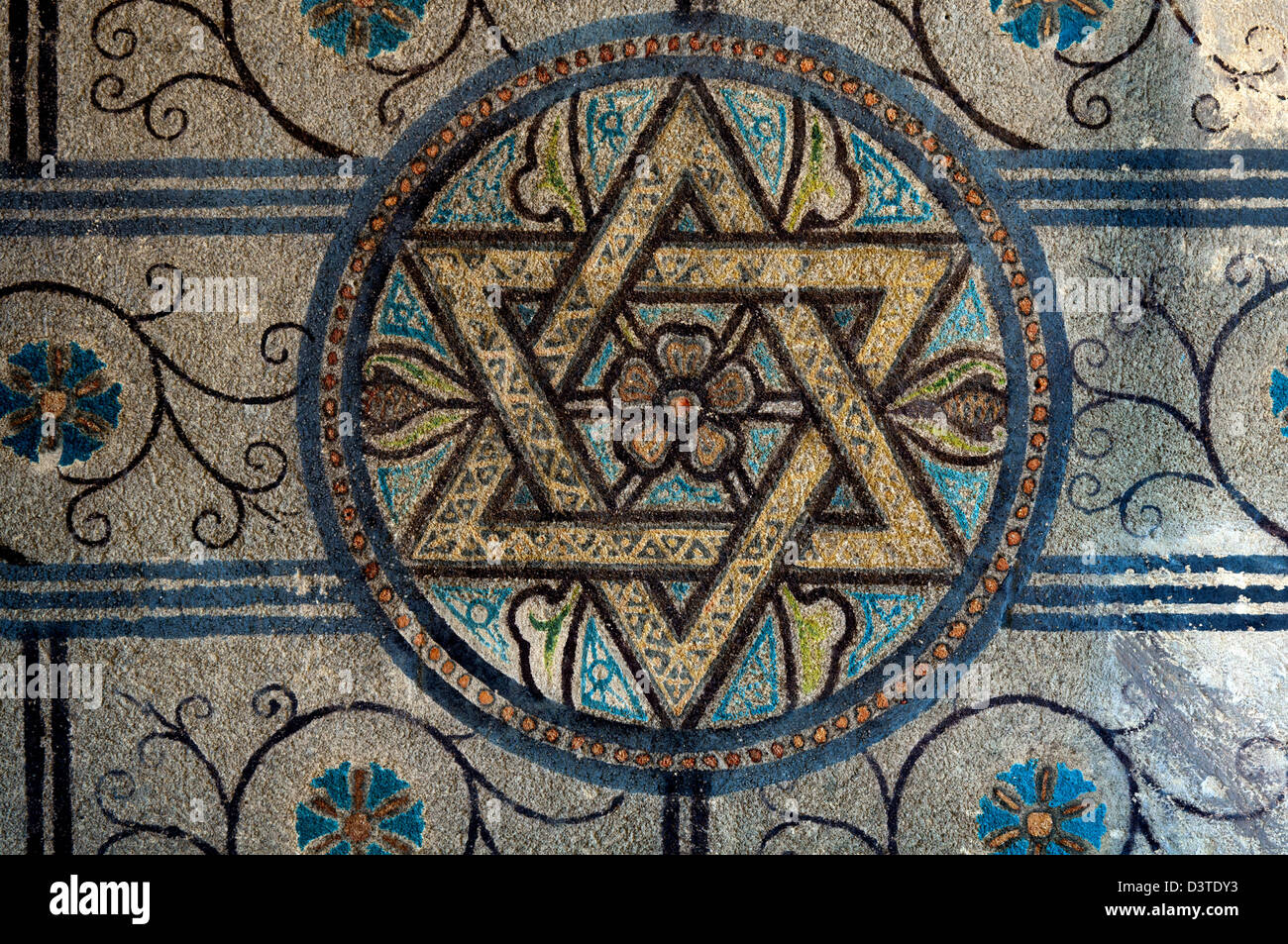 Victorian stencilling in chancel, St. George`s Church, Hampnett ...