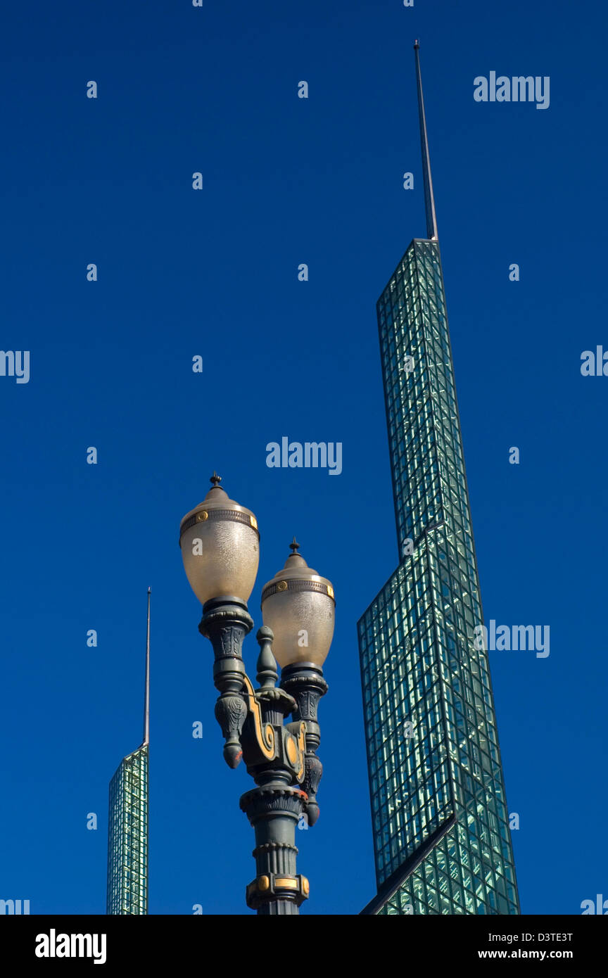 Oregon Convention Center towers with lamppost, Portland, Oregon Stock ...