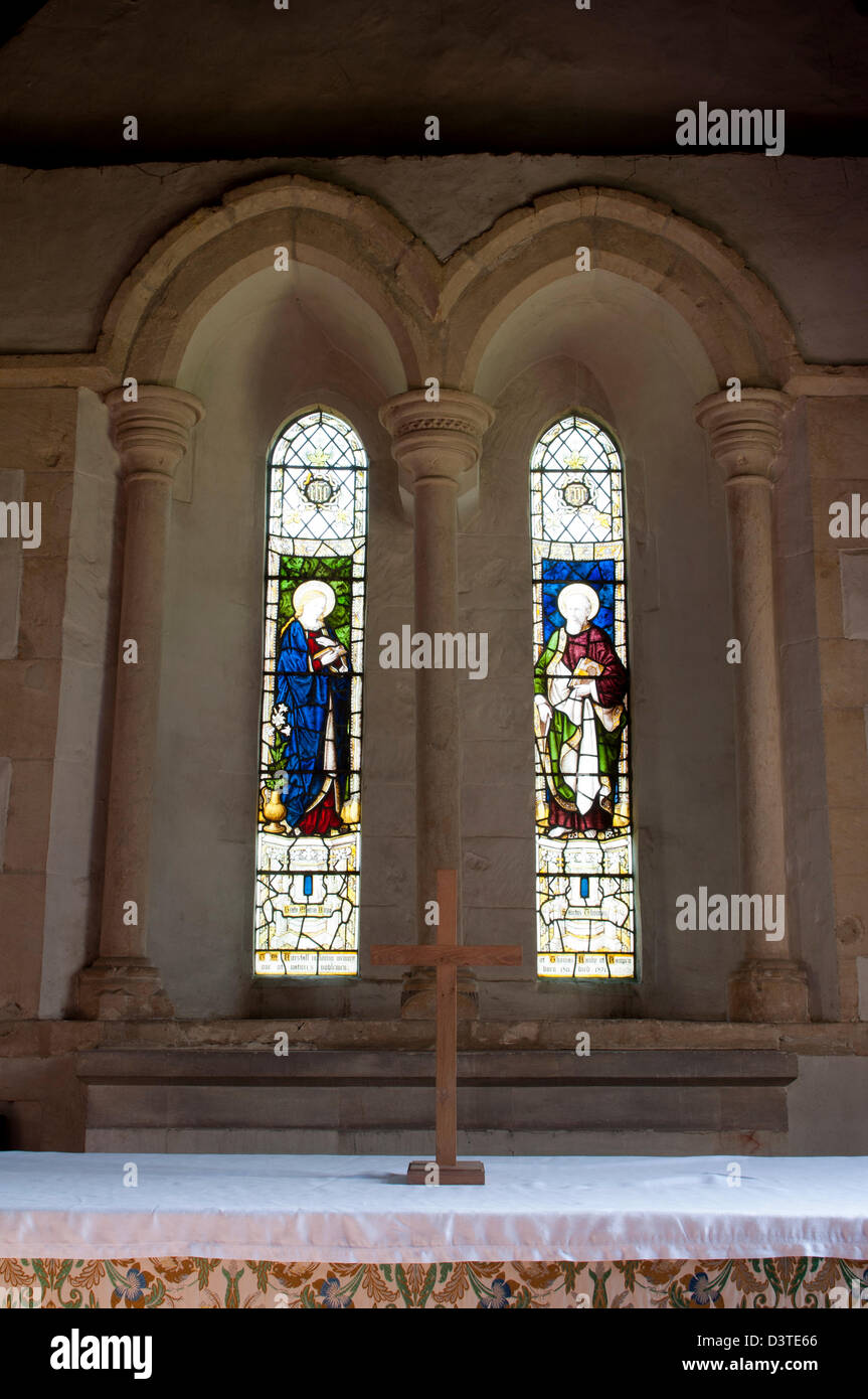 East Window and altar, St. Oswald`s Church, Shipton Oliffe ...