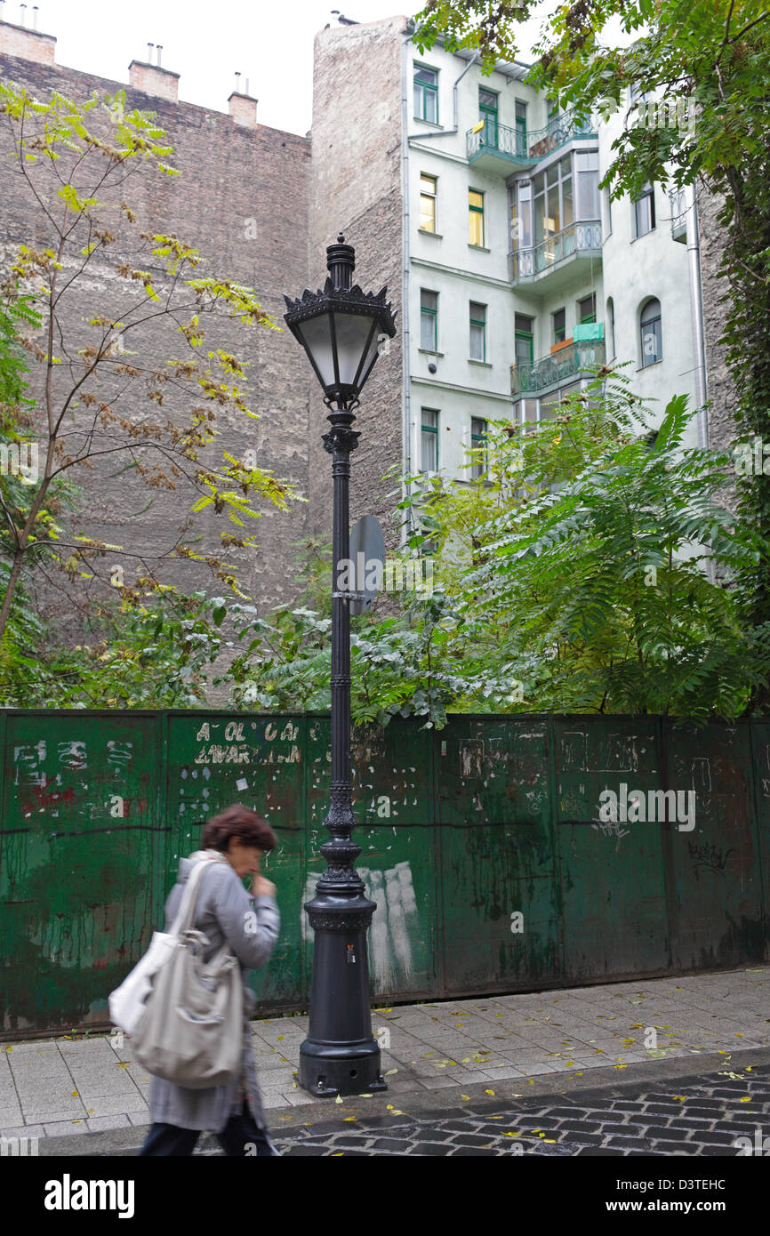 Budapest, Hungary, a historic street lamp in the district Belvaros ...