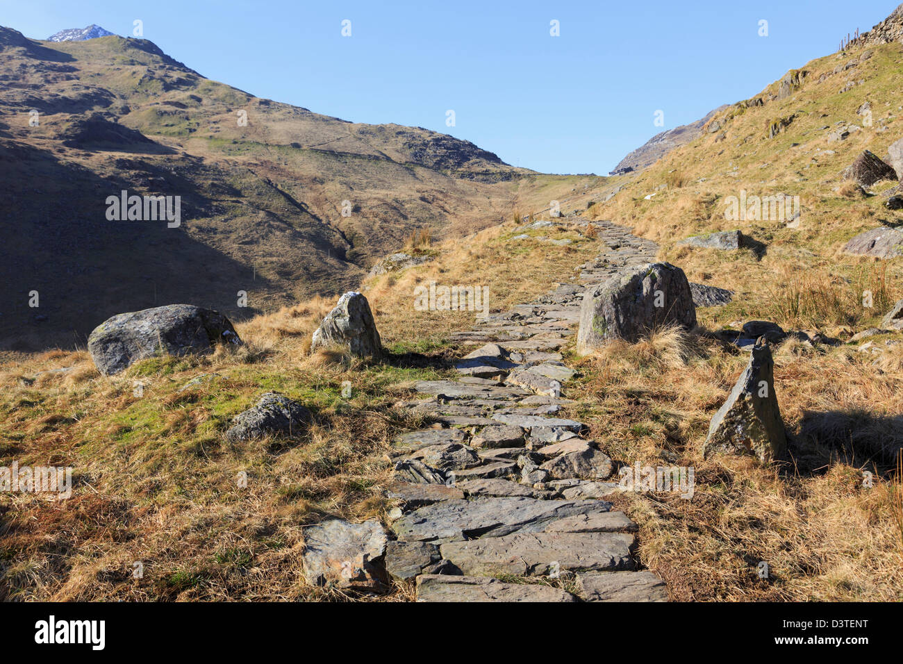 New stone footpath to Pen-y-Pass from Pen-y-Gwryd in Snowdonia National ...