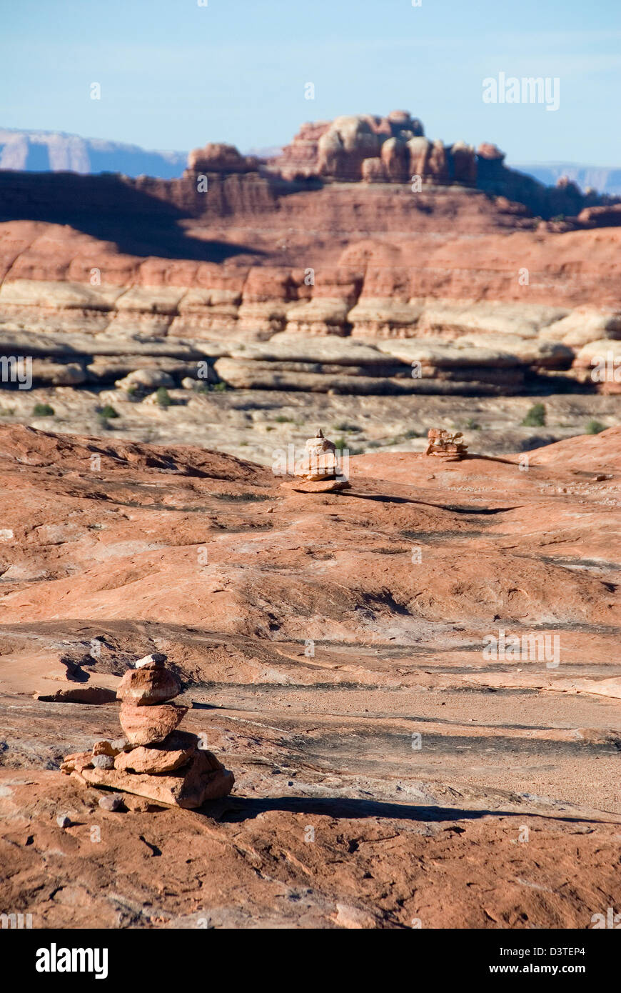 Rock cairn marking a hiking route in Canyonlands National Park, Utah ...