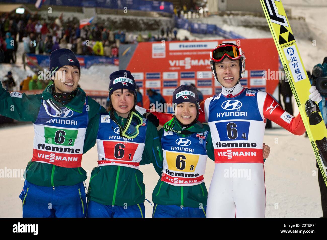 Val di Fiemme, Italy. 24th February 2013. (L-R) Daiki Ito, Yuki Ito ...