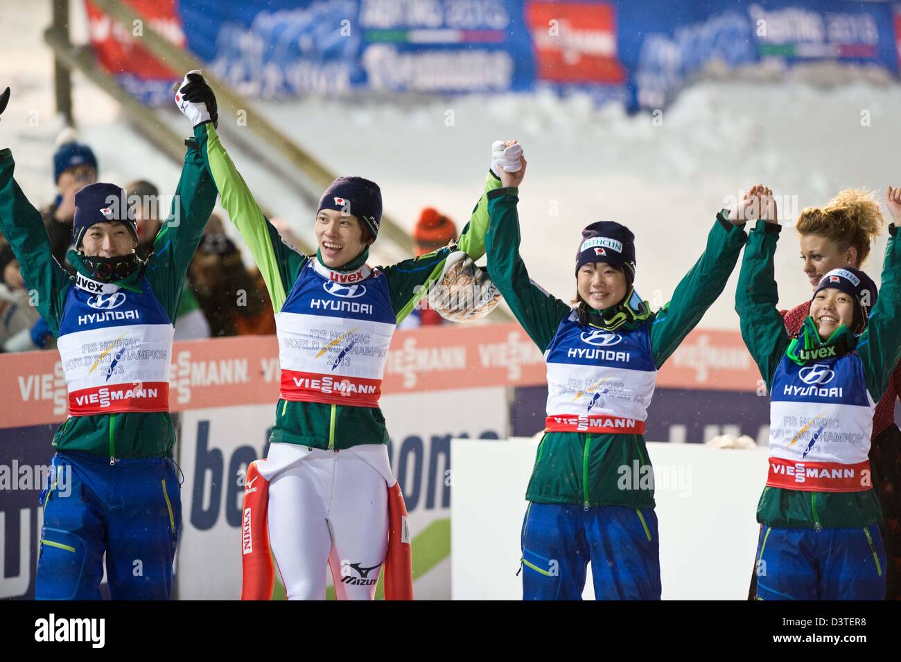 Val di Fiemme, Italy. 24th February 2013. (L-R) Daiki Ito, Taku ...