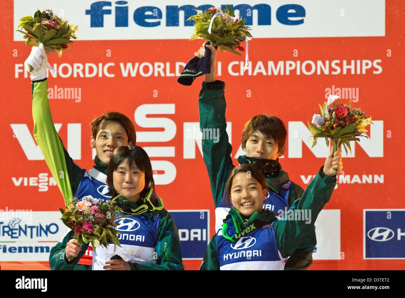 Val di Fiemme, Italy. 24th February 2013. (L-R) Taku Takeuchi, Yuki Ito ...