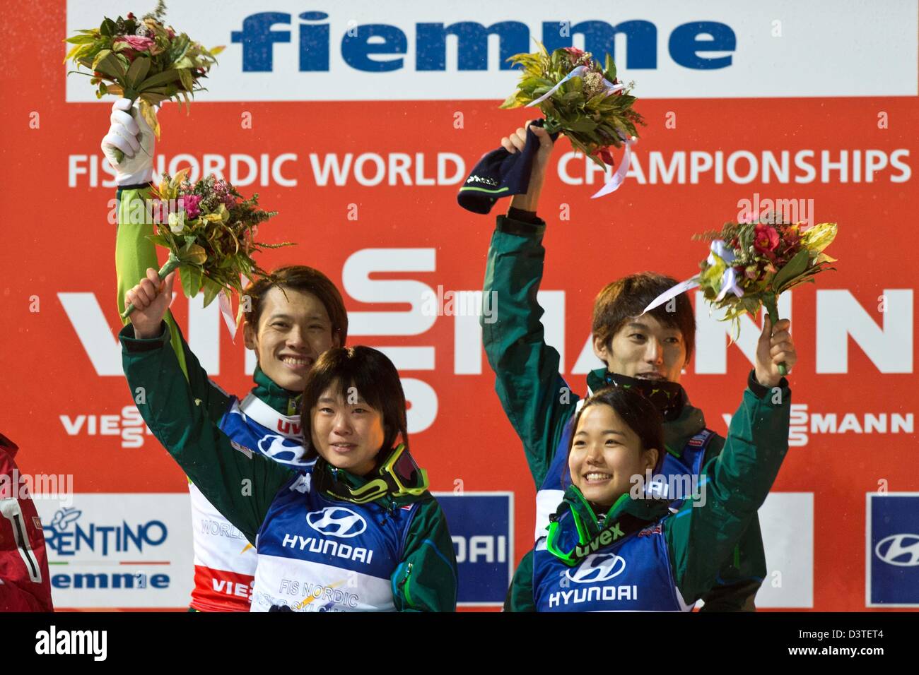 Val di Fiemme, Italy. 24th February 2013. (L-R) Taku Takeuchi, Yuki Ito ...