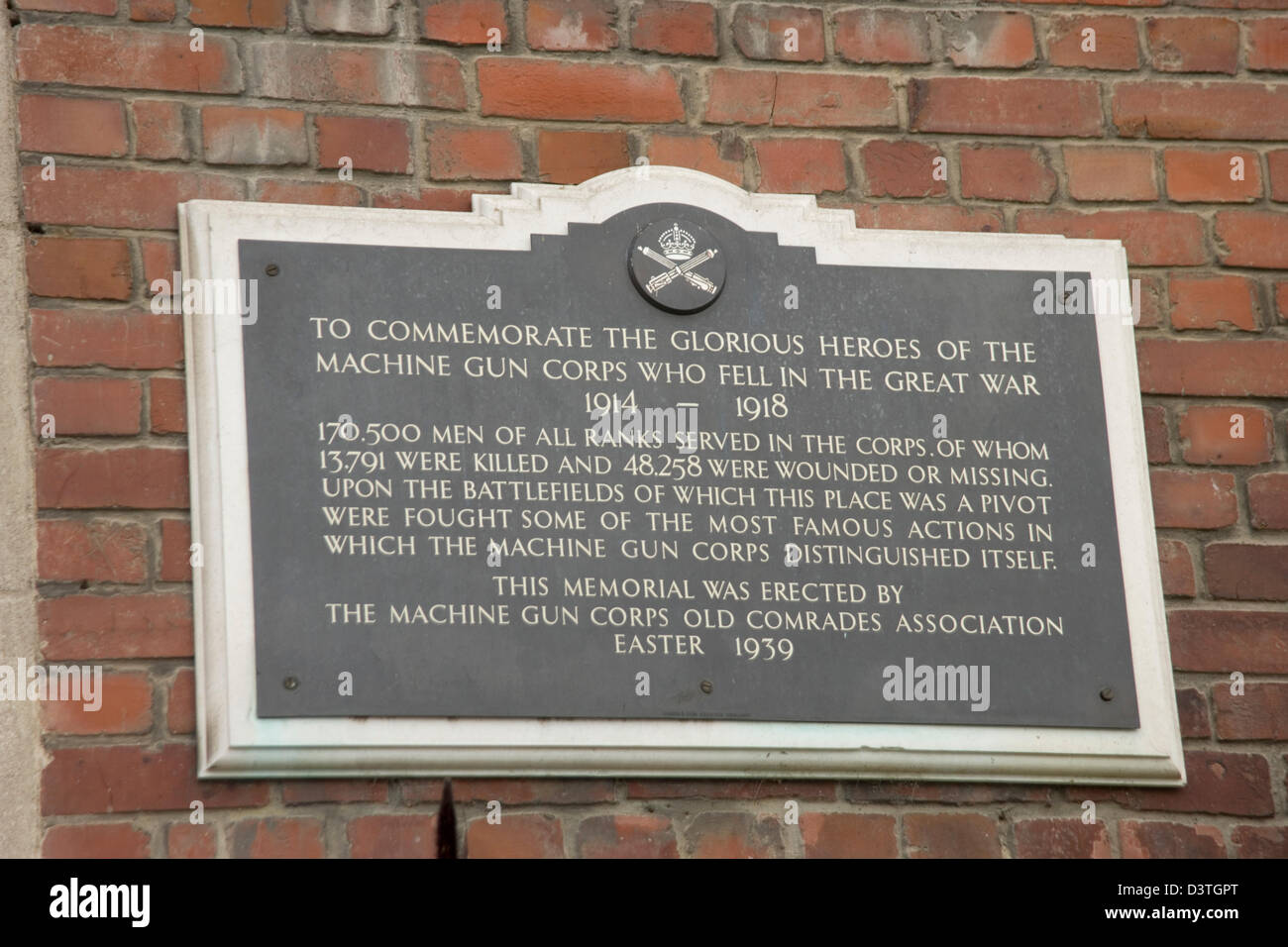 Machine Gun Corps memorial in front of the Town Hall of Albert in ...