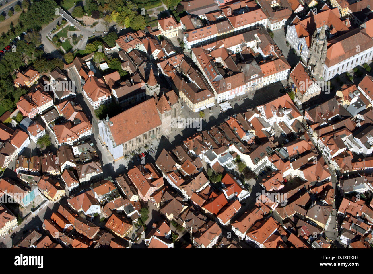 (dpa file) - The aerial picture shows the historic town centre of ...