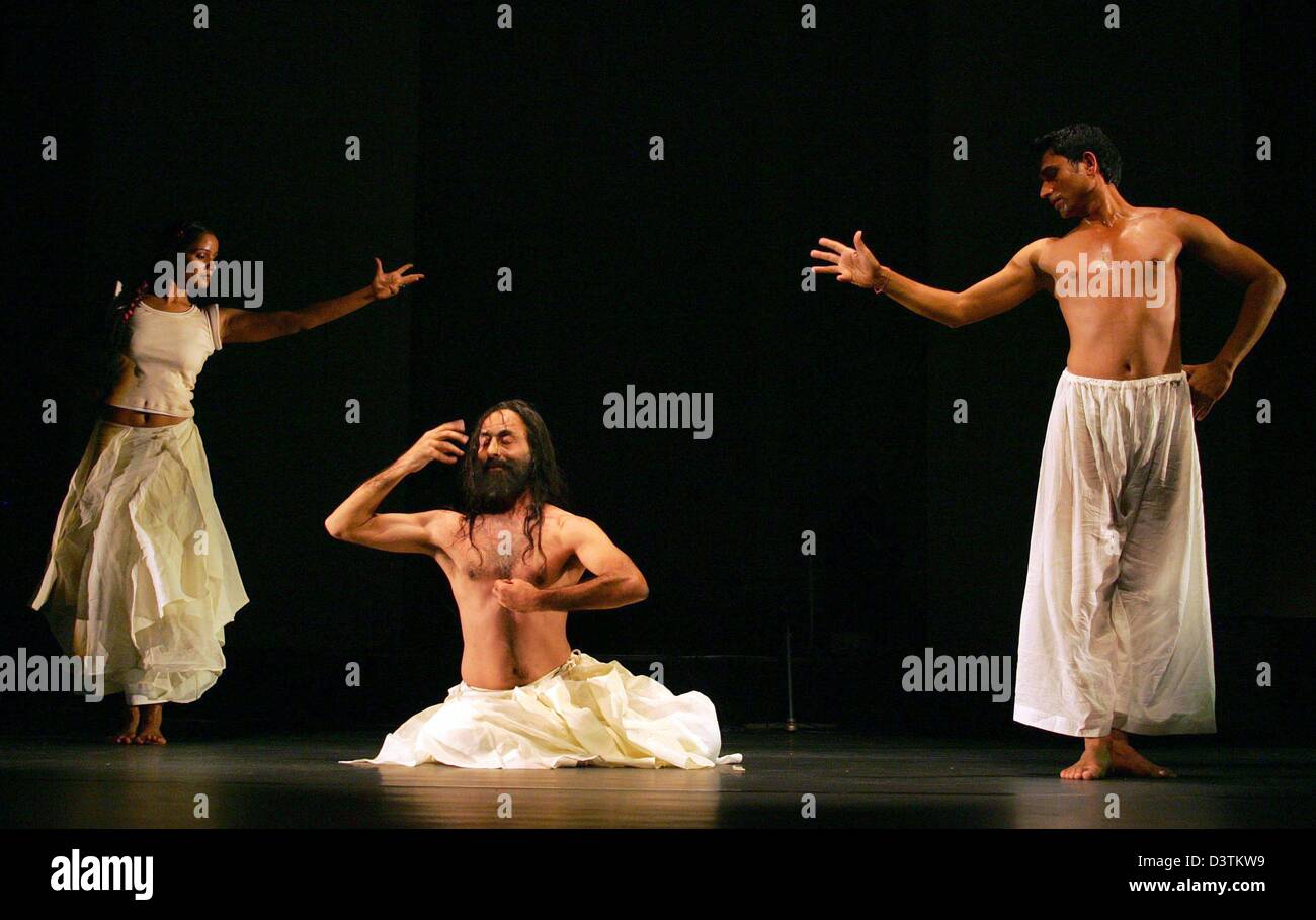 Indian dancer Navtej Singh Johar (C) performs with his company at the ...