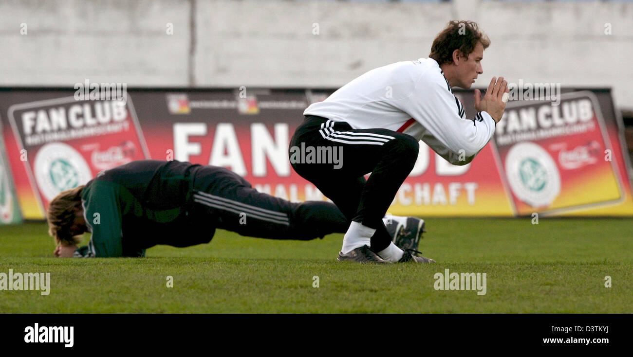 German national team goal keepers Lehmann (R) and Hildebrand shown ...