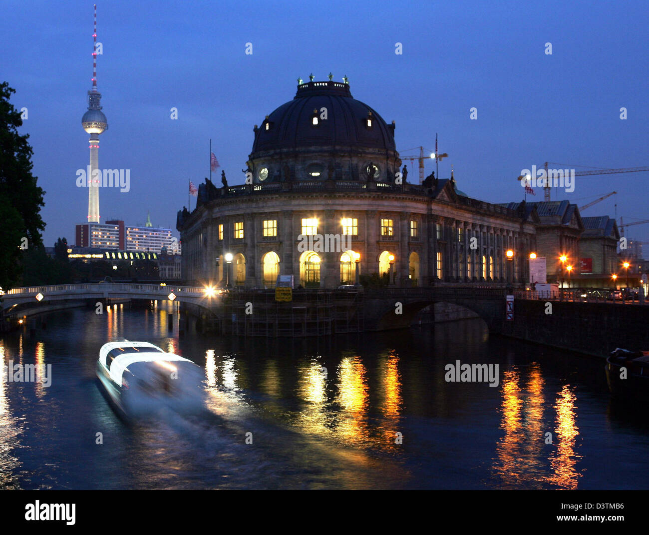 The Bode-Museum photographed on the Museum Island at night in Berlin ...