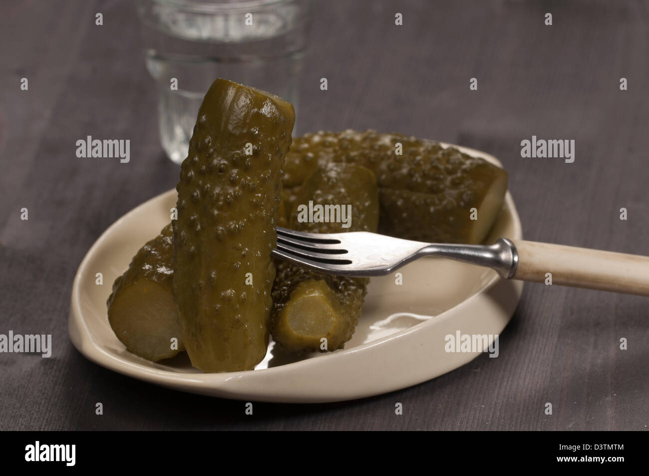 Salted cucumbers - traditional russian appetizer for vodka Stock Photo ...