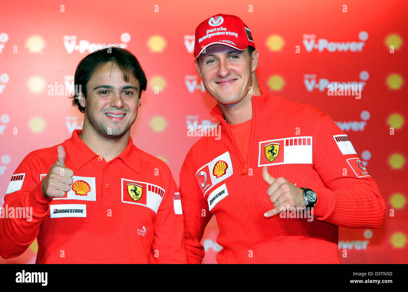 German Formula One pilot Michael Schumacher (R) and his Brazilian ...