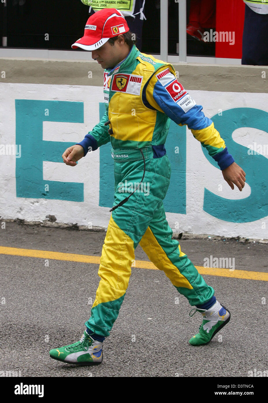 Brazilian Formula One pilot Felipe Massa of Scuderia Ferrari walks ...