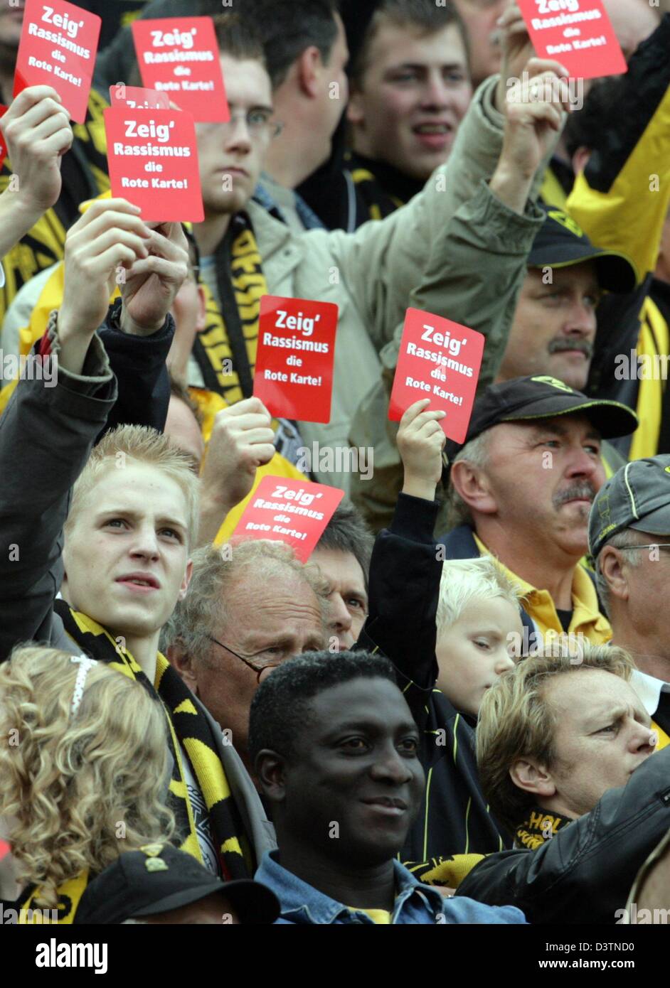 Aachen fans demonstrate against racism during the Bundesliga match ...