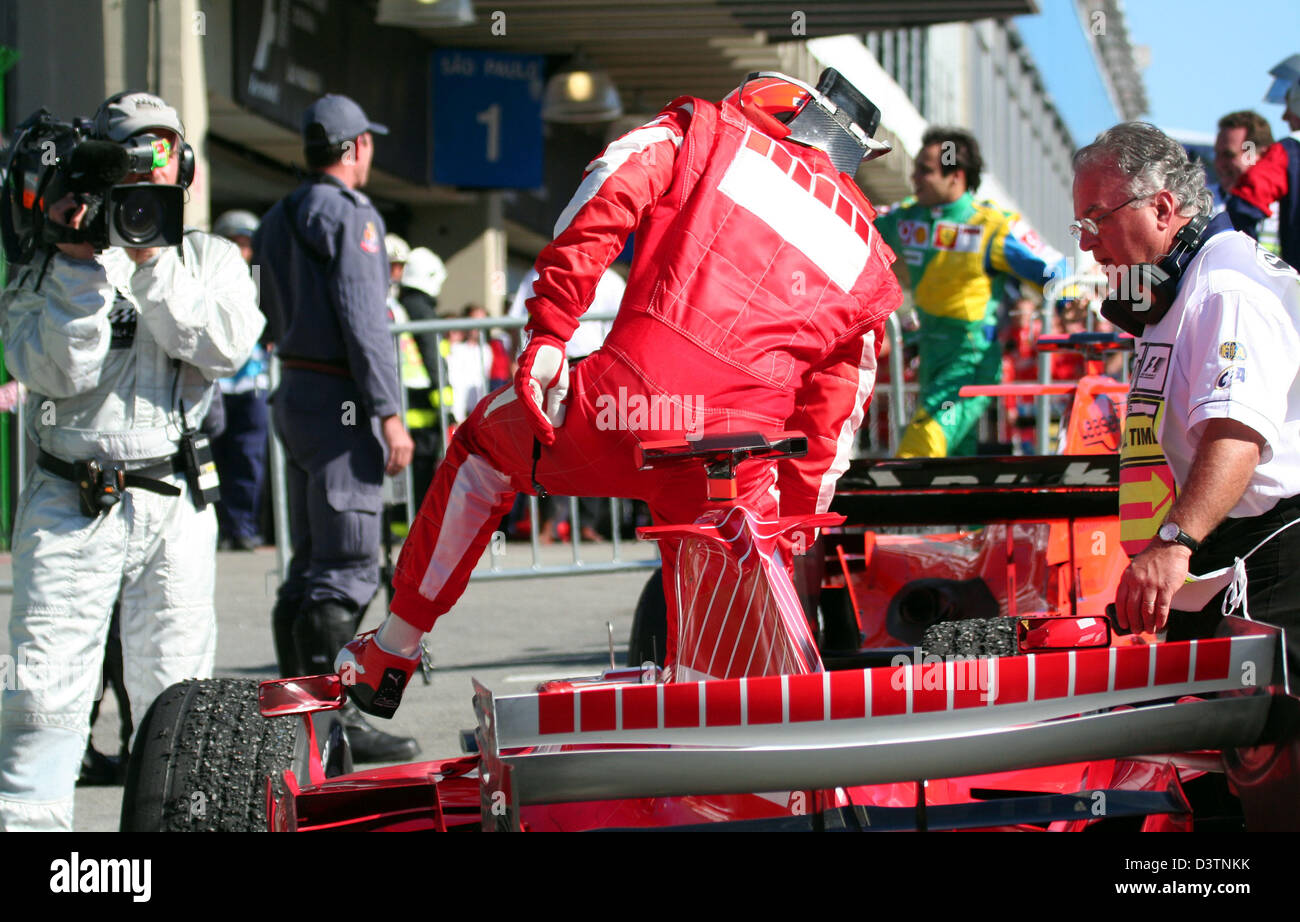 German Formula One driver Michael Schumacher of Scuderia Ferrari F1 get ...