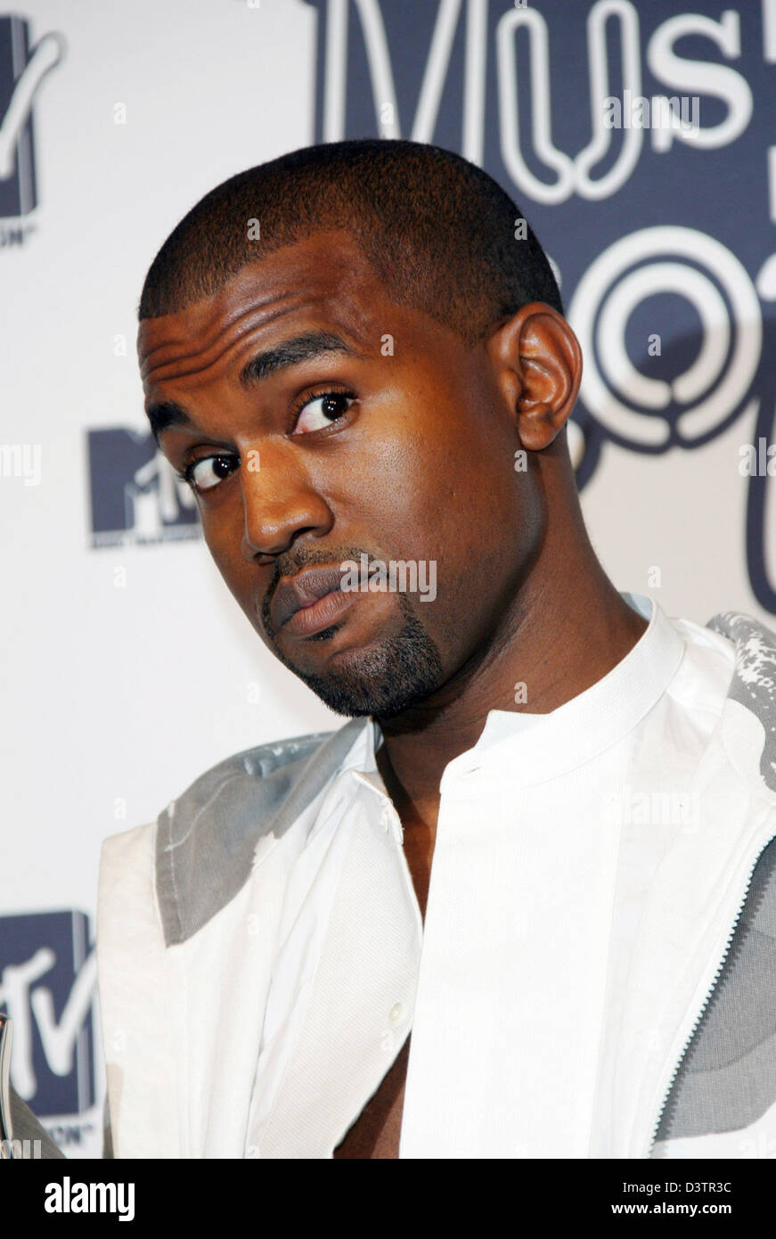 US rapper Kanye West poses on the red carpet at Bella Center during the ...