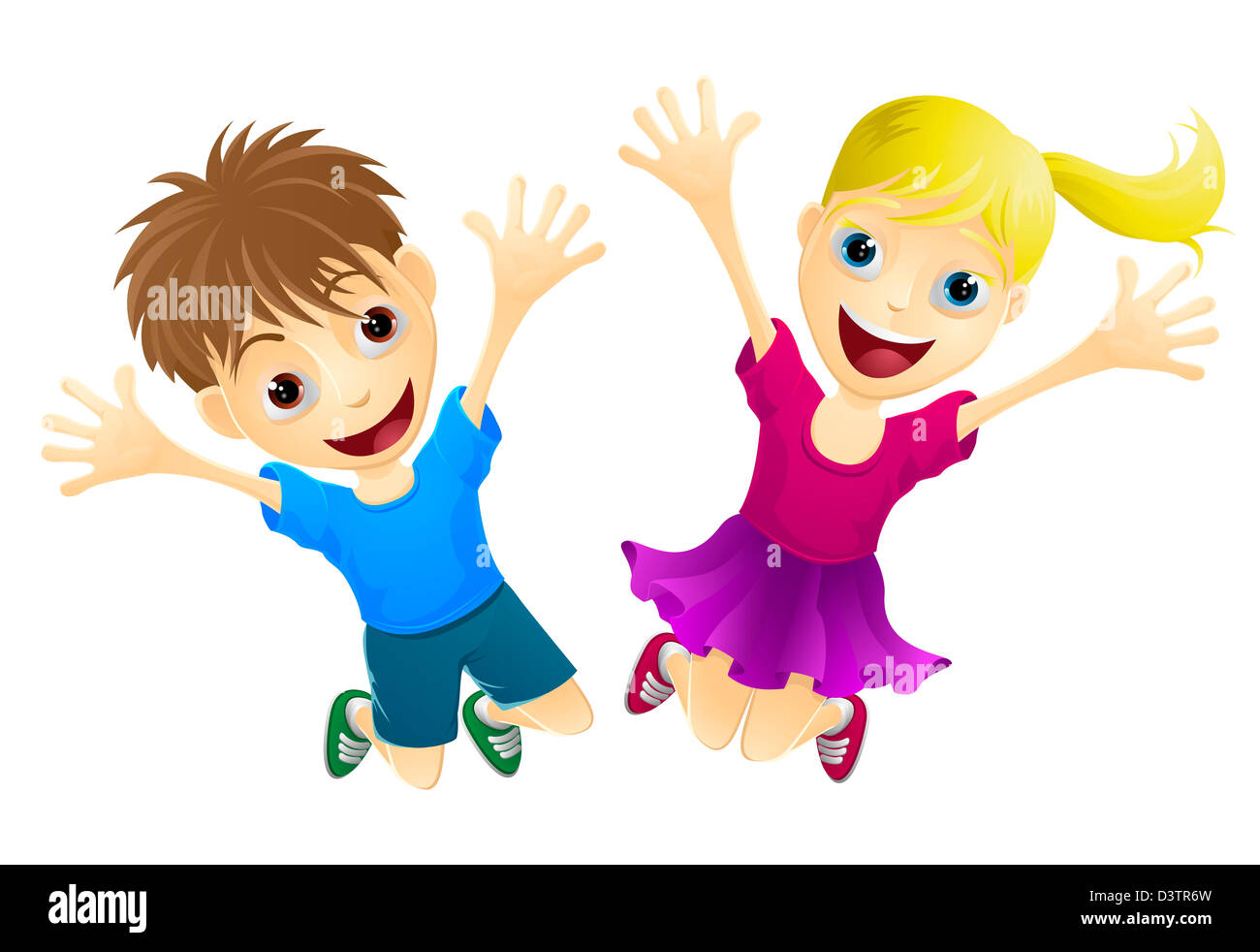 Cartoon Girl Jumping For Joy