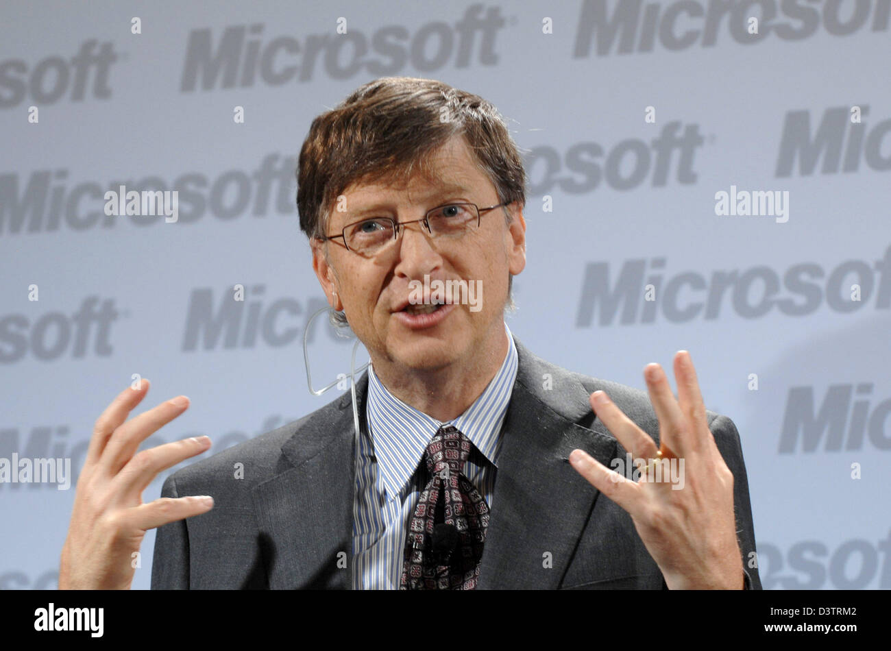 Microsoft founder Bill Gates talks to representatives from the world of ...