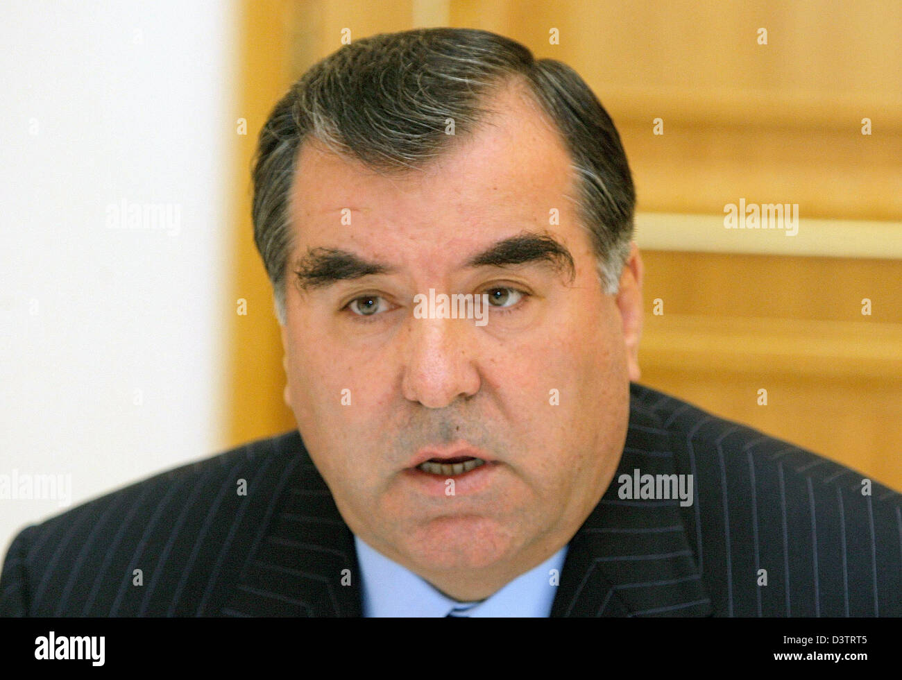 The Tajik President Emomali Rakhmonov pictured in Dushanbe, Tajikistan ...