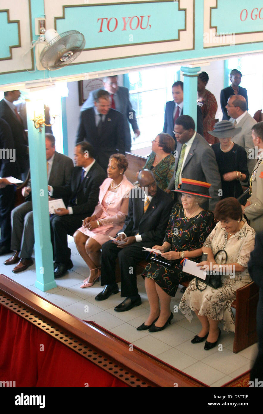 Dutch Queen Beatrix is pictured at the Methodist Church in Saint Martin ...