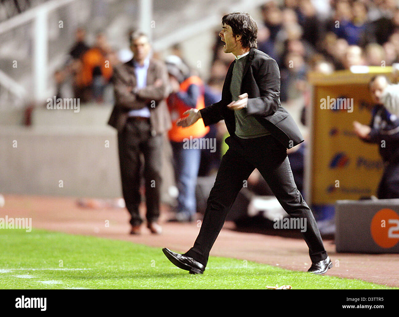 German national soccer team head coach Joachim Loew (front) motivates ...