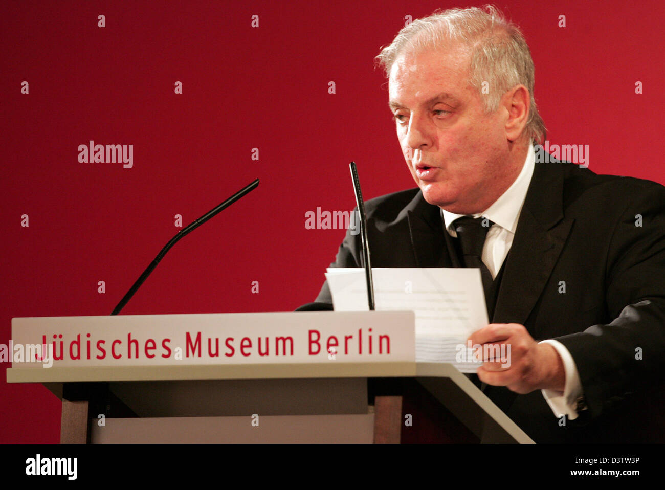 Conductor Daniel Barenboim talks during the award ceremony for the ...